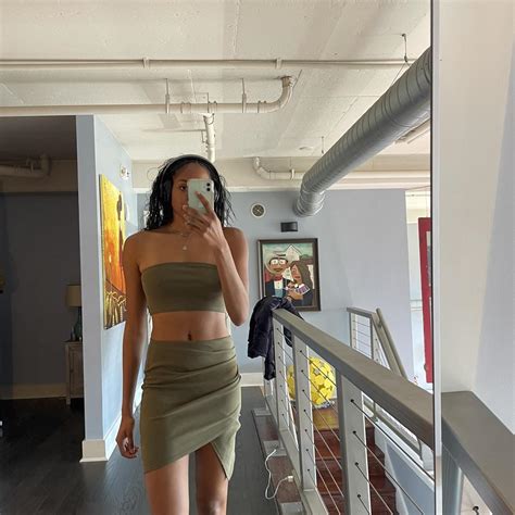 Nasty Gal Olive Set Size M Tube And Skirt Set Depop