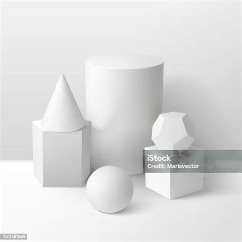 Komposisi Monokrom Bentuk 3d Dasar Ilustrasi Stok Unduh Gambar Sekarang Arca Produk Kriya