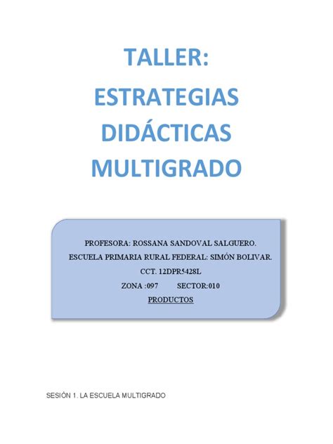 Taller Escuelas Multigrado Pdf