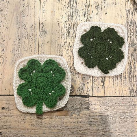 Large Four Leaf Clover Granny Square Crochet Pattern St Patricks Day