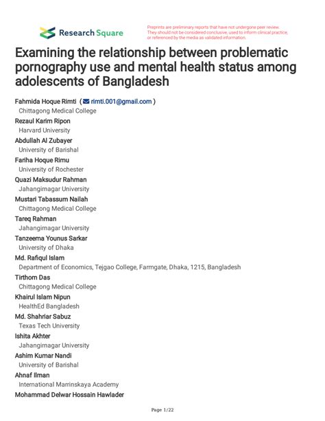 Pdf Examining The Relationship Between Problematic Pornography Use