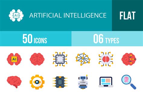 50 Artificial Intelligence Flat Icons Graphic By Iconbunny · Creative