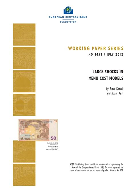 Pdf Large Shocks In Menu Cost Models