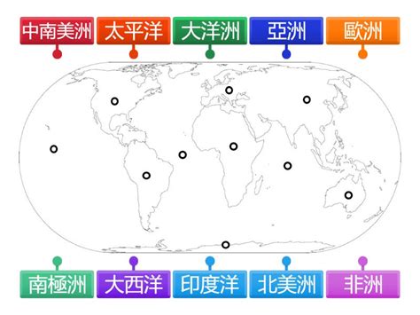 七大洲三大洋 Labelled diagram