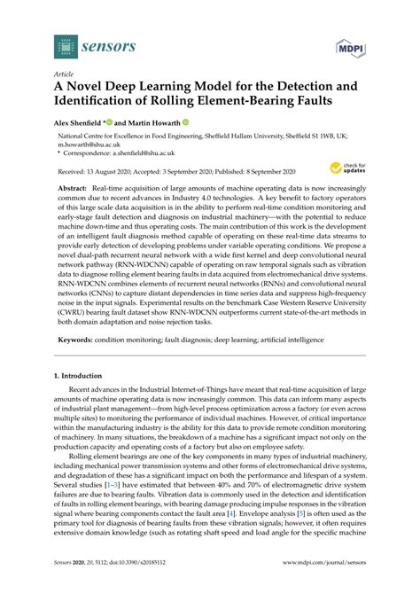 Pdf A Novel Deep Learning Model For The Detection And Identification Of Rolling Element