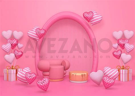 Avezano Pink Balloon And Arch Backdrop For Valentines Day Photography