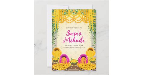 Digital Mehndi Invitations As Dholki Invitations Zazzle