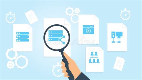 Database Server Computer File Document Research Vector Illustration