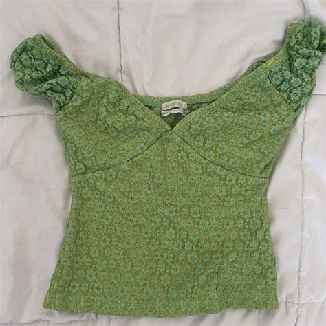 Urban Outfitters Lime Green V Neckoff The Shoulder Depop