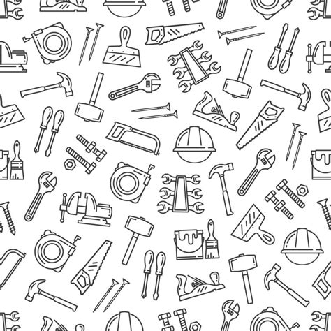 Construction Work Tools Seamless Pattern Vector Art At Vecteezy