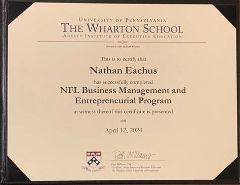 Our Founding Partner Nathan Eachus Has Successfully Completed The National Football League Nfl