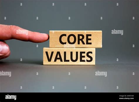 Core Values Symbol Concept Words Core Values On Wooden Blocks On A Beautiful Grey Table Grey