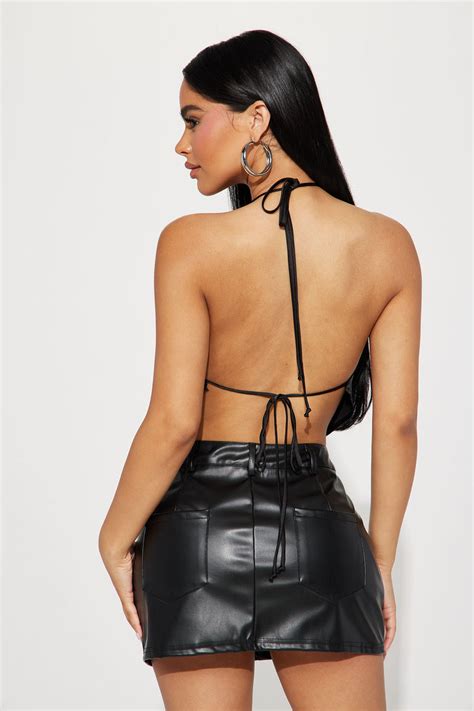 Powerful Feelings Satin Halter Top Black Fashion Nova Shirts