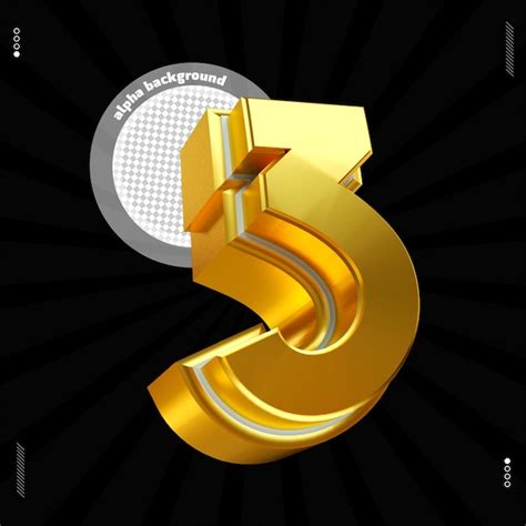 Premium Psd 3d Render Number 3 Font Gold