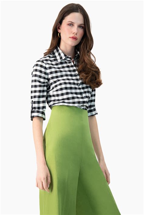 Blusa Camisera Estampada De Manga Larga Negro Ivonne