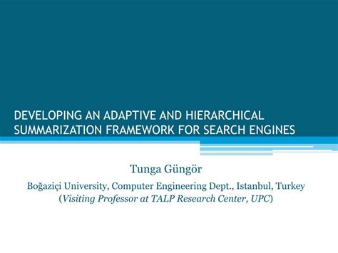 Ppt Developing An Adaptive And Hierarchical Summarization Framework