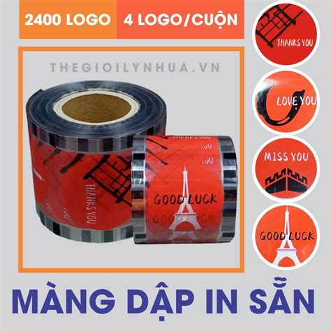 Cuộn Dán Nắp Ly Màng ép Nắp Ly Trà Sữa Cuộn Màng Dập Cốc In Sẵn Keo