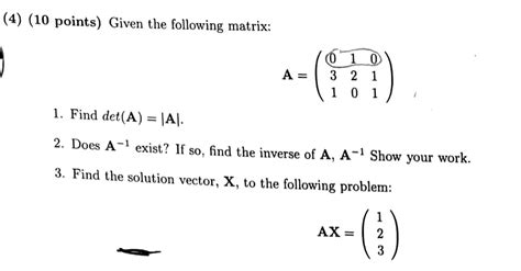 solved 4 10 points given the following matrix