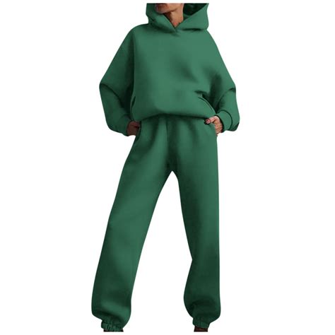 Sksloeg Women 2 Piece Outfits Sweatsuit Long Sleeve Hooded Pullover