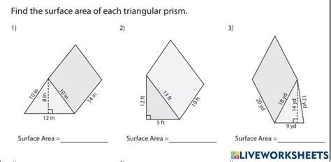 Surface Area Of Triangular Prisms Online Exercise For Live