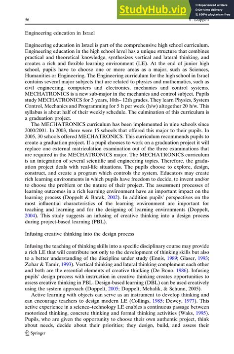 Assessing Creative Thinking In Design Based Learning Pdf