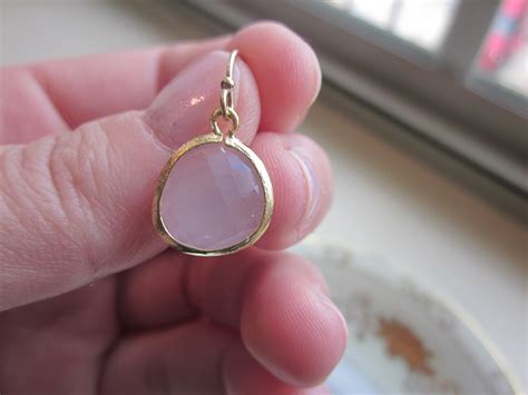 Opal Pink Earrings Gold Plated Bridesmaid Earrings Wedding Earrings
