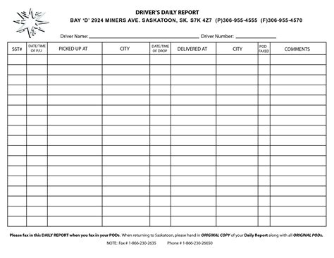 Driver Daily Log Sheet Template Flyer Template