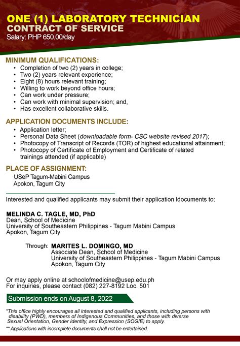 Usep Job Hiring Usep Is In Need Of One 1 Non Teaching Personnel For Tagum Mabini Campus