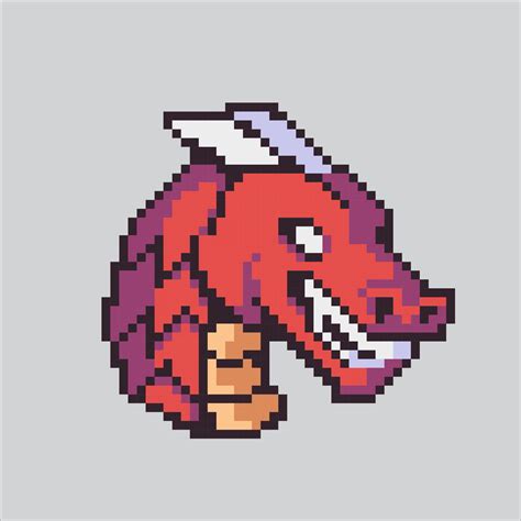 Pixel Monster Dragon Head Pixelated Dragon Magic Animal Fairytales For