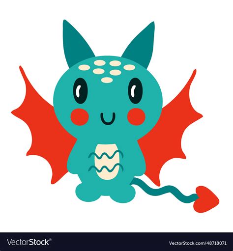 Flat Style Happy New Year 2024 Chibi Dragon Vector Image