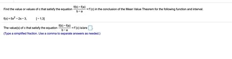 Solved Fb Fa Find The Value Or Values Of C That