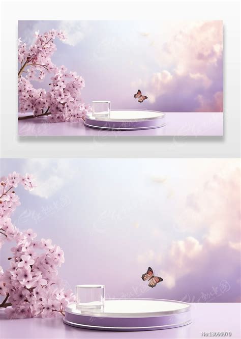 淡紫唯美电商3D展台插画图片下载 红动中国