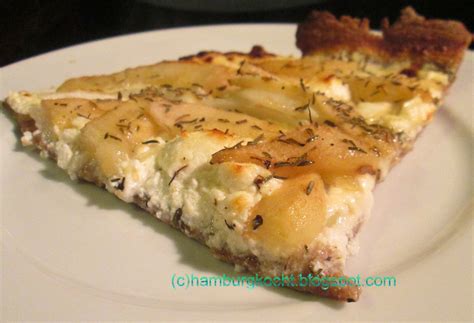 Hamburg kocht Flammkuchen mit Ziegenkäse Birnen Thymian und Honig