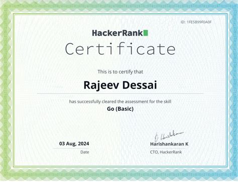 Rajeev Dessai On Linkedin Hackerrank Golang Basic