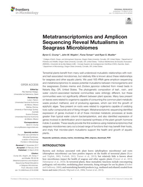 Pdf Metatranscriptomics And Amplicon Sequencing Reveal Mutualisms In