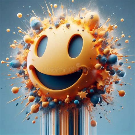 Exploding 3d Smiley Head 3d Rendering Generated Ai Stock Illustration
