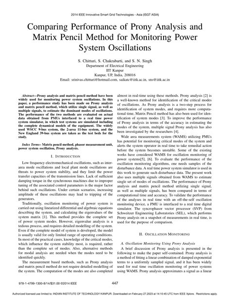 pdf comparing performance of prony analysis and matrix pencil method for monitoring power