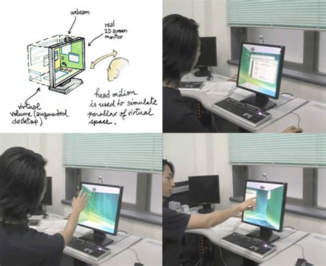 parallax augmented desktop reacts to user s head movements allowing