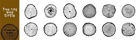 Premium Vector Wood Tree Rings Vector Set Wood Tree Trunk Rings