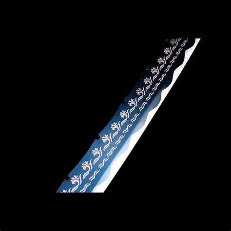 Spring Steel Quenched Full Tang Blue Engrave Blade Samurai Sword With