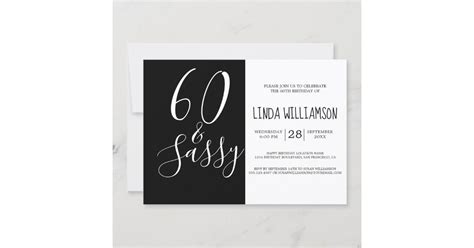 Chic Modern 60 Sassy Black White 60th Birthday Invitation Zazzle
