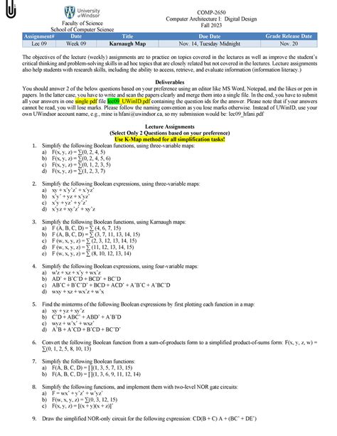 Lec09 Manual Assighnment 1 Faculty Of Science School Of Computer