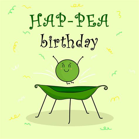 Hap Pea Birthday Cute Green Pea Confetti Exploding Greetings Card Boomf