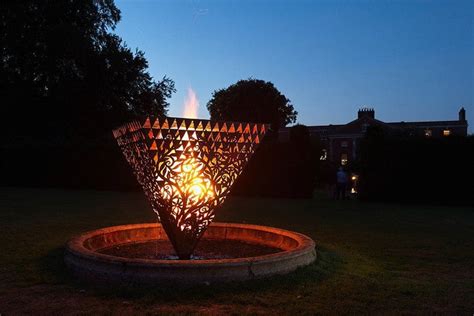Fireball Triangle 1 Flaming Steel Sculpture Artparks