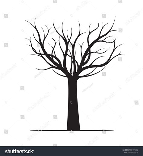 Winter Naked Tree Vector Outline Illustration เวกเตอรสตอก ปลอดคาลขสทธ