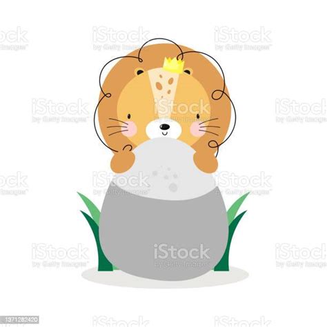 돌귀여운 사자 만화 스타일 흰색 배경의 벡터 그림입니다 어린이 물건 카드 포스터 배너 어린이 책 및 옷 티셔츠 인쇄 귀여운에 대한 스톡 벡터 아트 및 기타 이미지 Istock