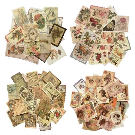 Hasthip® 240pcs Vintage Postage Stamp Stickers 120 Designs Aesthetic
