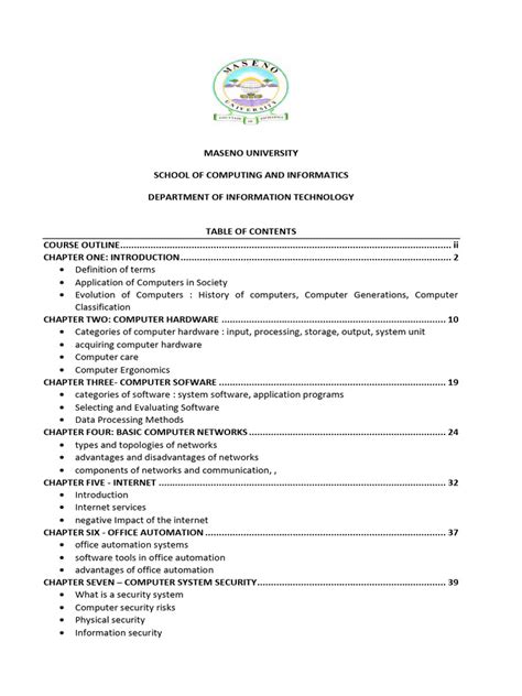288 Maseno University Uci 101 Foundations Of Information Technology