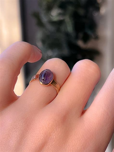 Victorian Egyptian Revival Amethyst Scarab Conversion Ring The Curio