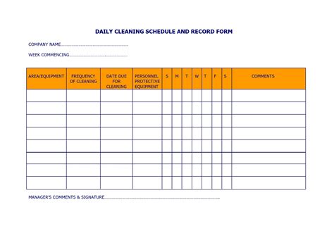 Weekly Cleaning Schedule Template For Office 365 Infoupdate Org